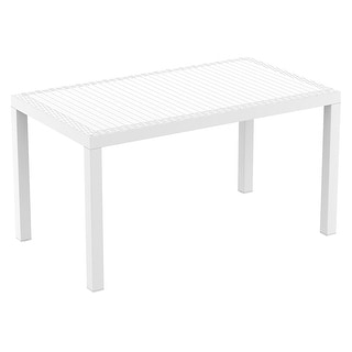 55" White Wickerlook Rectangular Patio Dining Table - Bed Bath & Beyond - 35801361